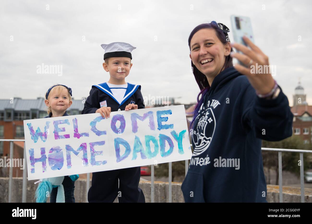 Jane Lamb makes a video call to her husband Able Seaman Shaun Lamb ...