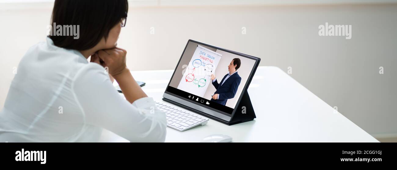 Virtual Training Meeting Webinar. Tutorial Session Using Tablet Stock ...