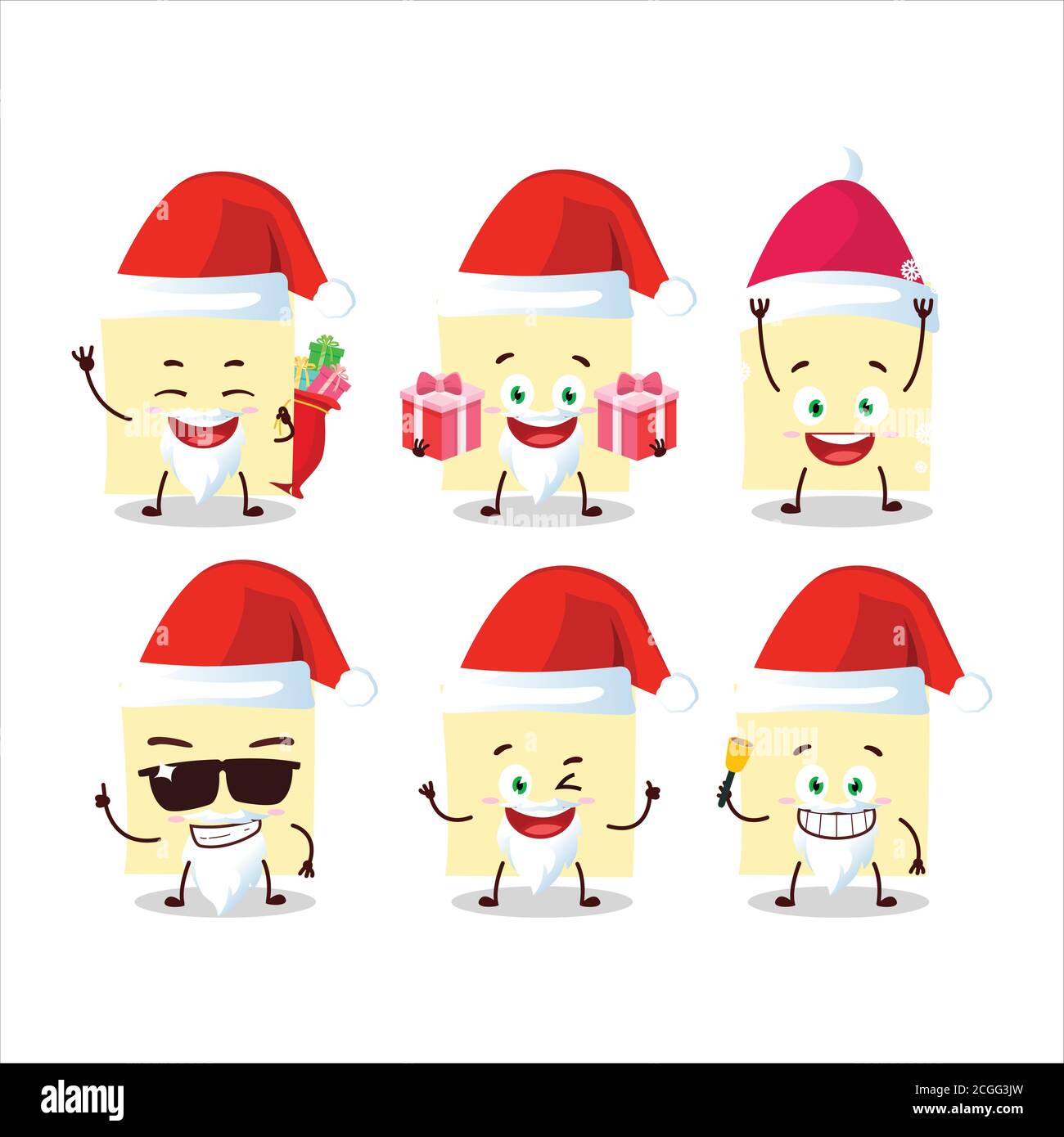 Santa Claus emoticons with pale yellow sticky notes cartoon character ...