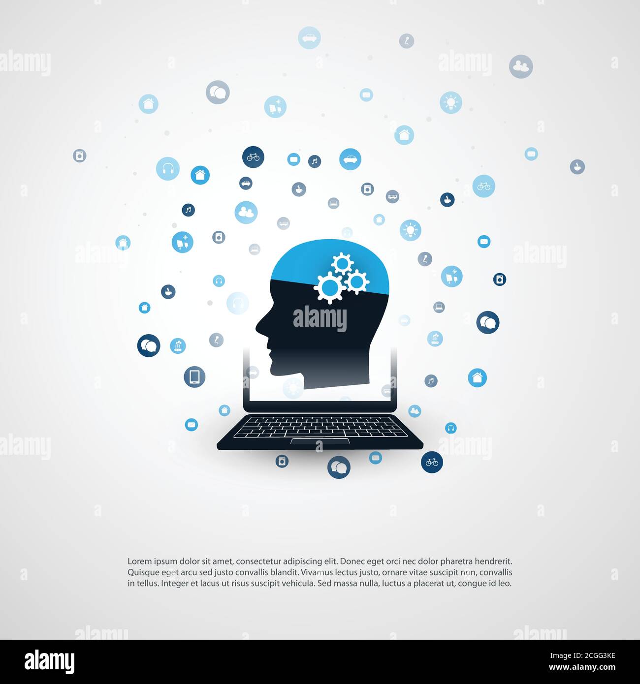 Machine Learning, Artificial Intelligence, Cloud Computing, Digital Network Communication, Smart ...