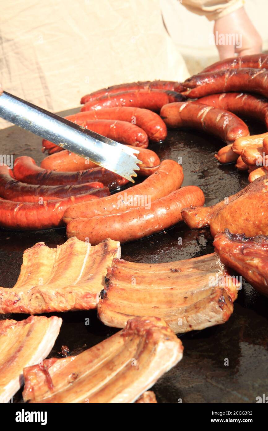 different grilled meat as very nice food background Stock Photo - Alamy