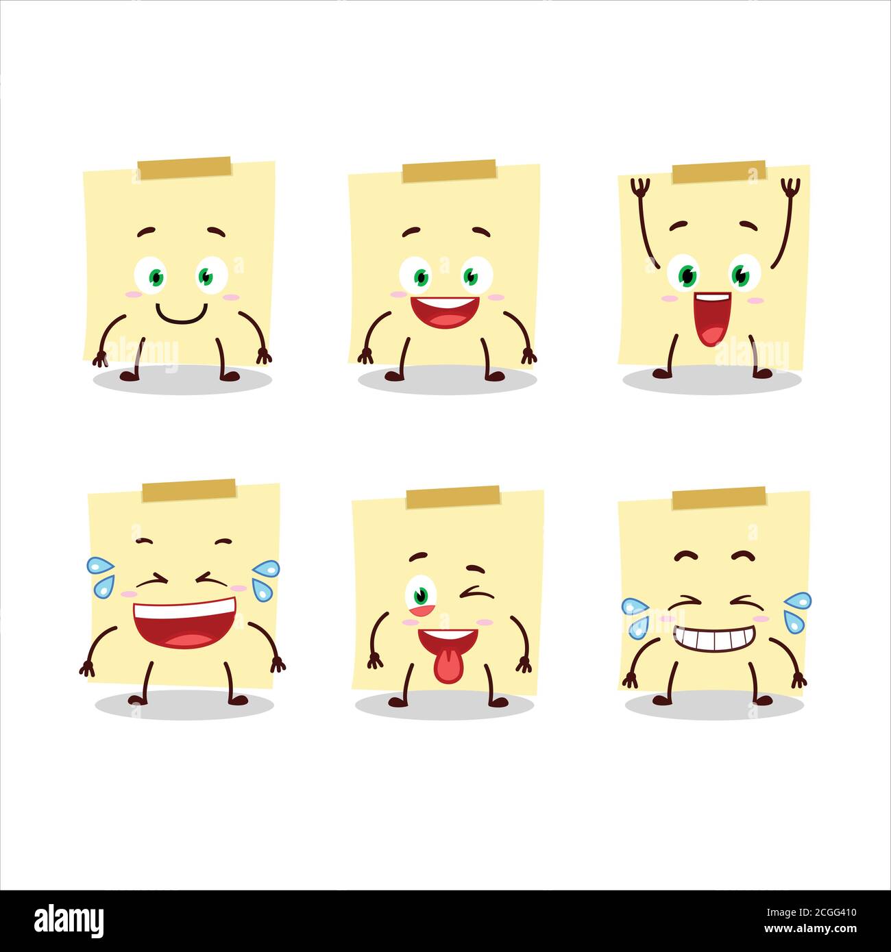Cartoon character of pale yellow sticky notes with smile expression ...
