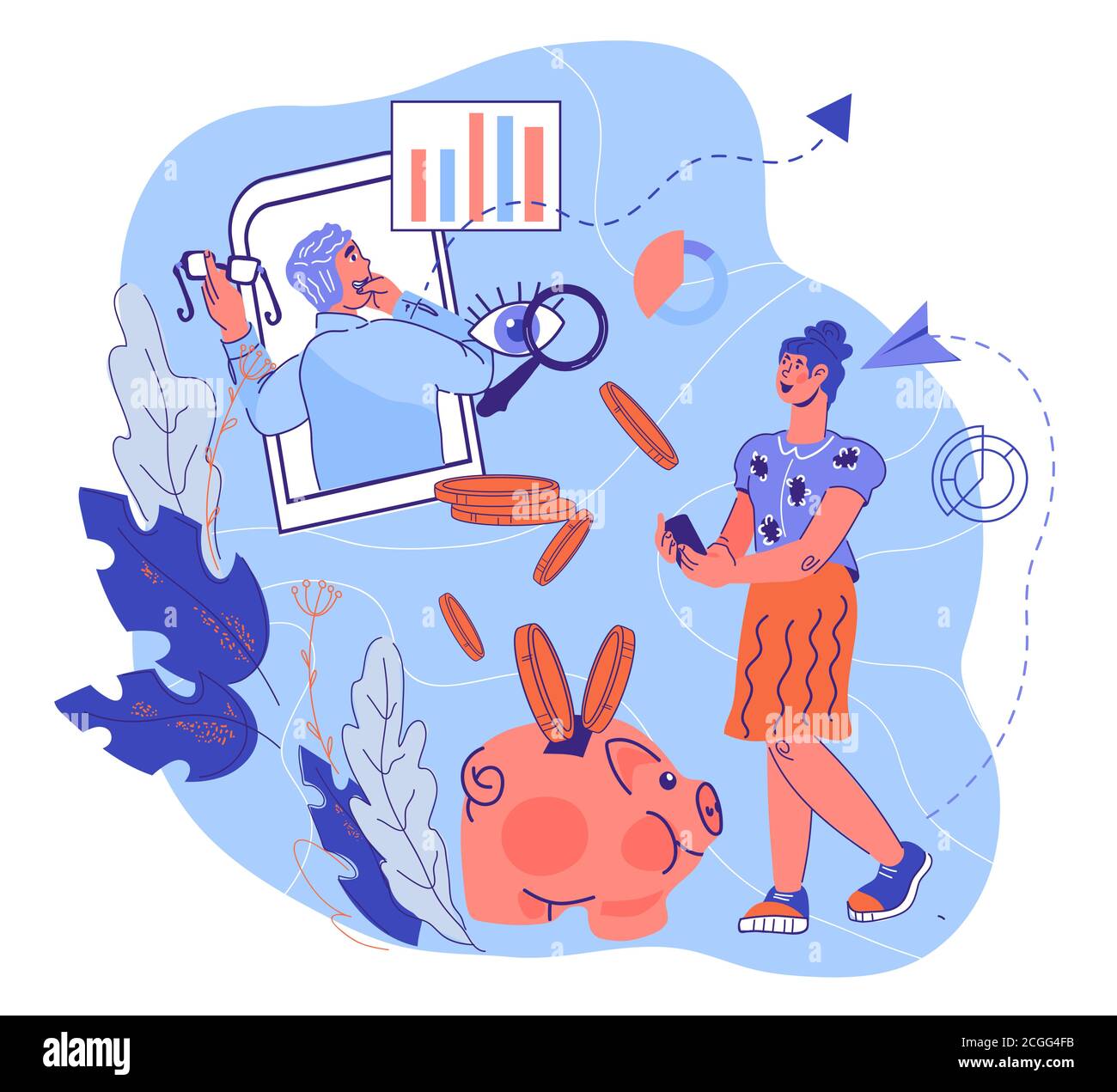 Financial advice on budget and investment management cartoon vector ...