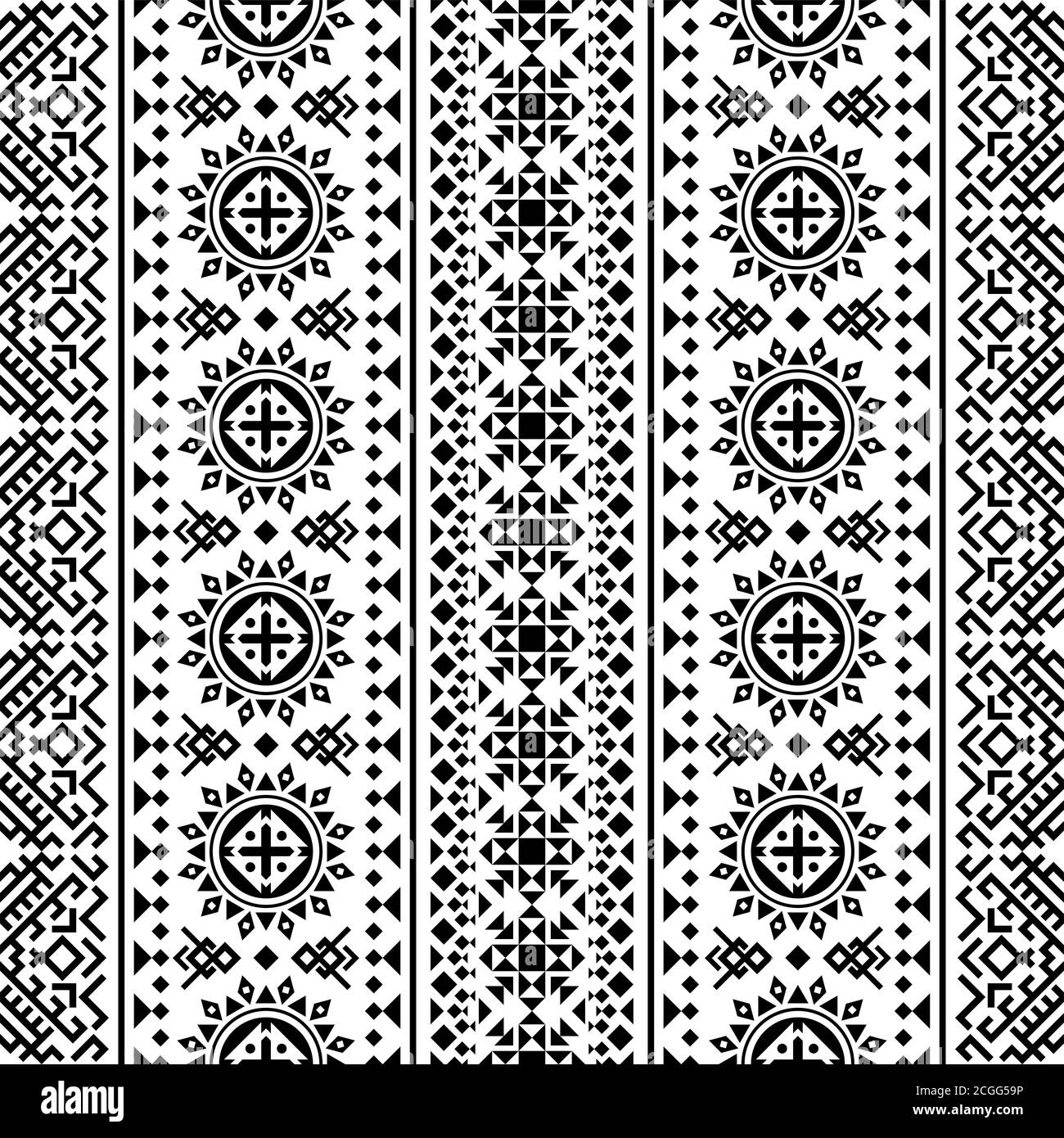 Aztec ethnic seamless pattern design in black and white color. Ethnic ...