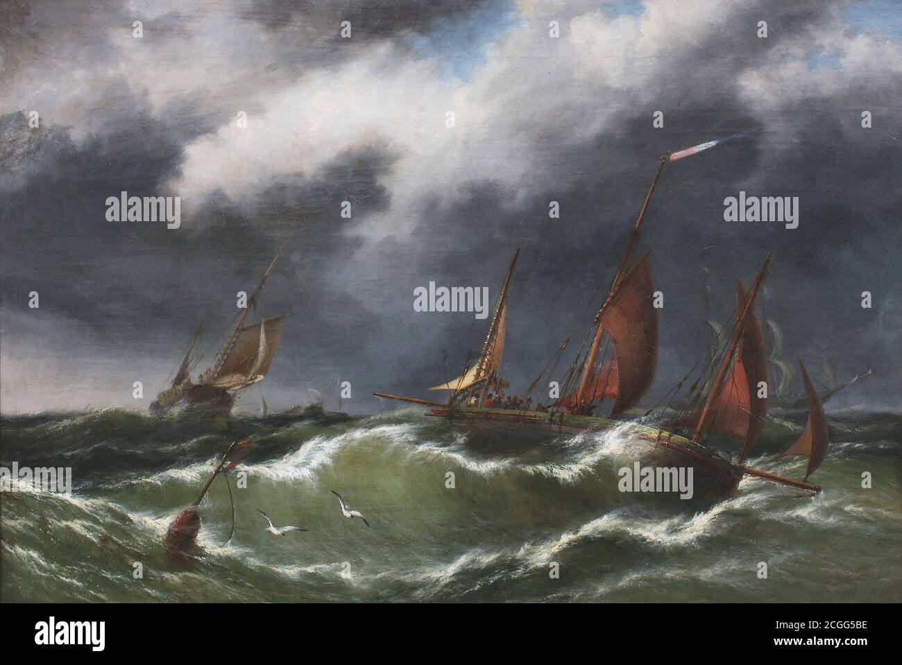Miles Thomas Rose - a Coming Gale - Fishing Boats Running from the ...