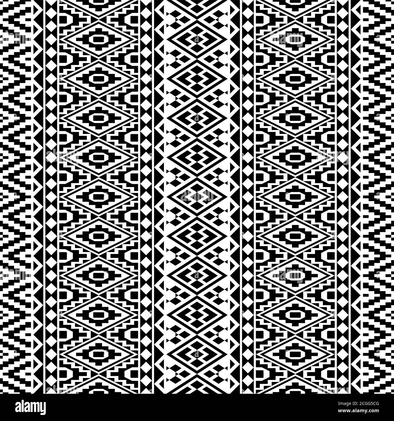 Aztec ethnic seamless pattern design in black and white color. Ethnic ...