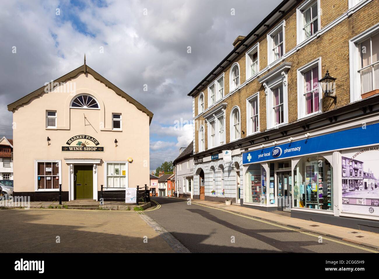 Historic buildings in Market Place, Halesworth, Suffolk, England, UK ...