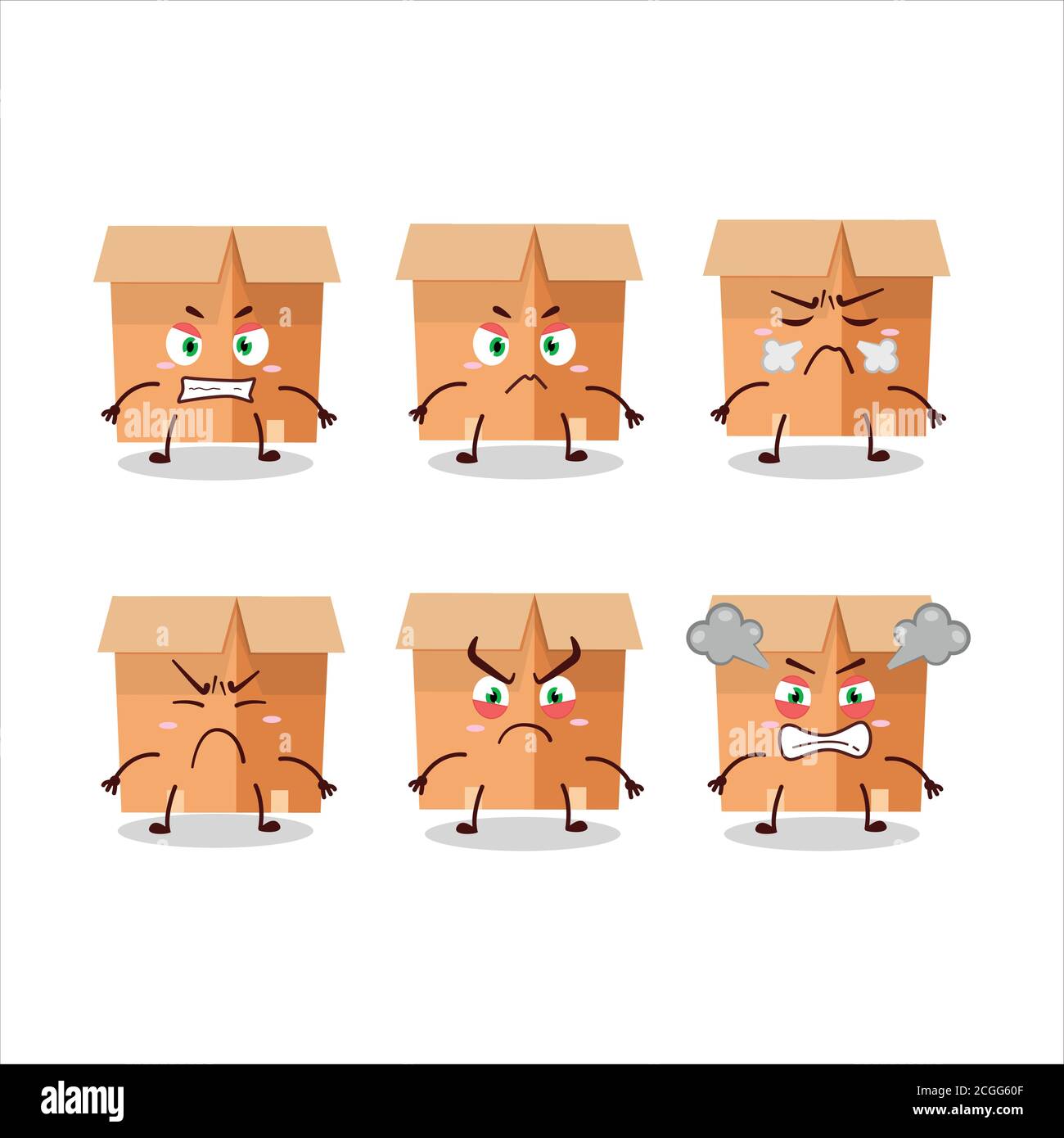 Office boxes cartoon character with various angry expressions Stock ...