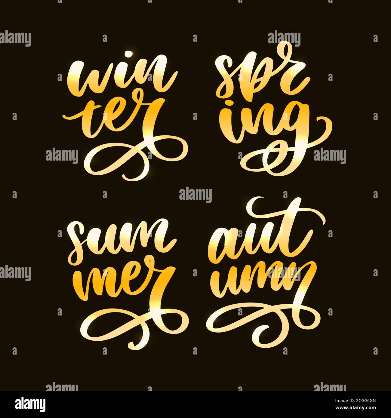 Colorful words - Spring, Summer, Autumn, Winter seasons lettering ...