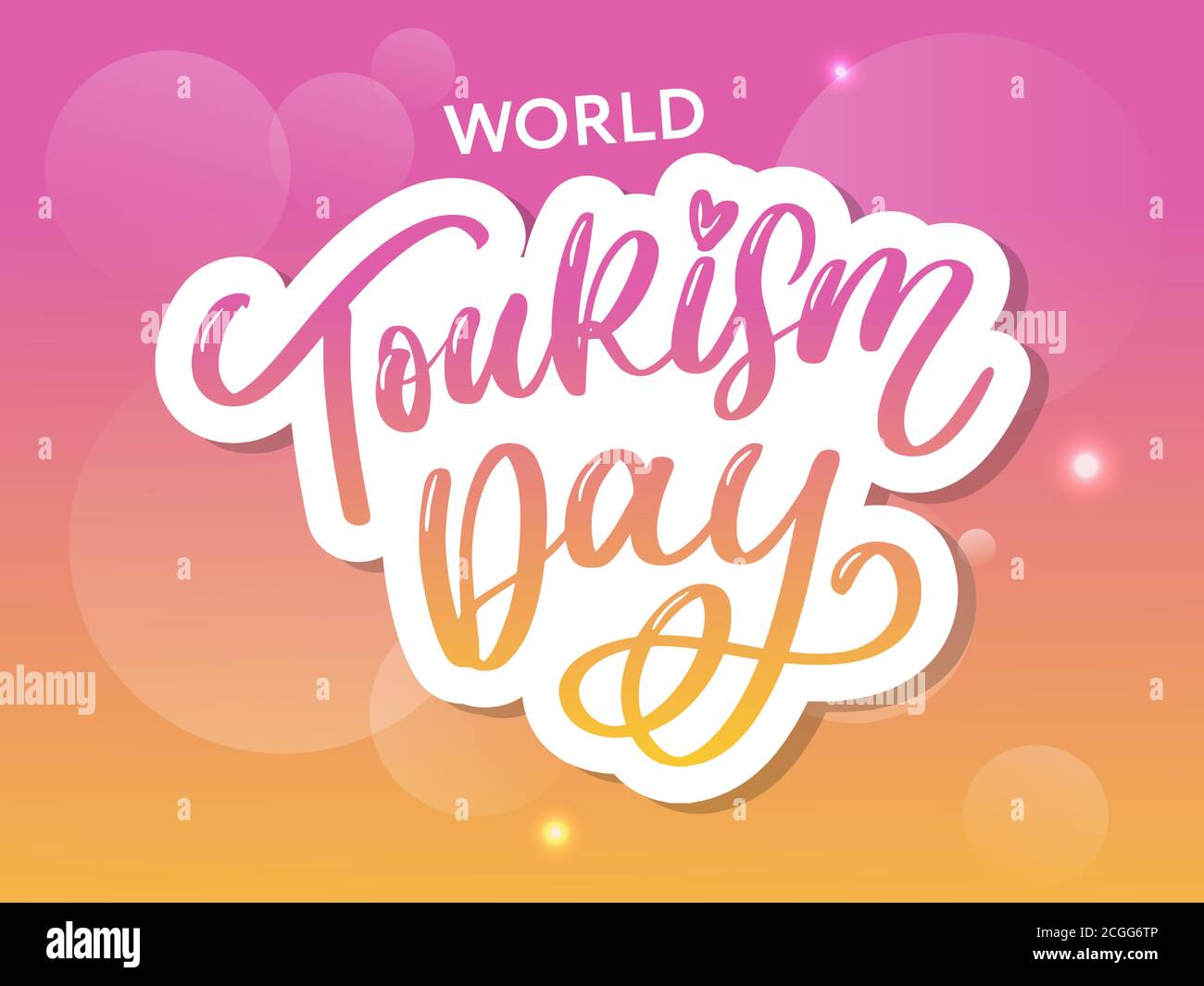 World tourism day hand lettering on white background. Vector ...