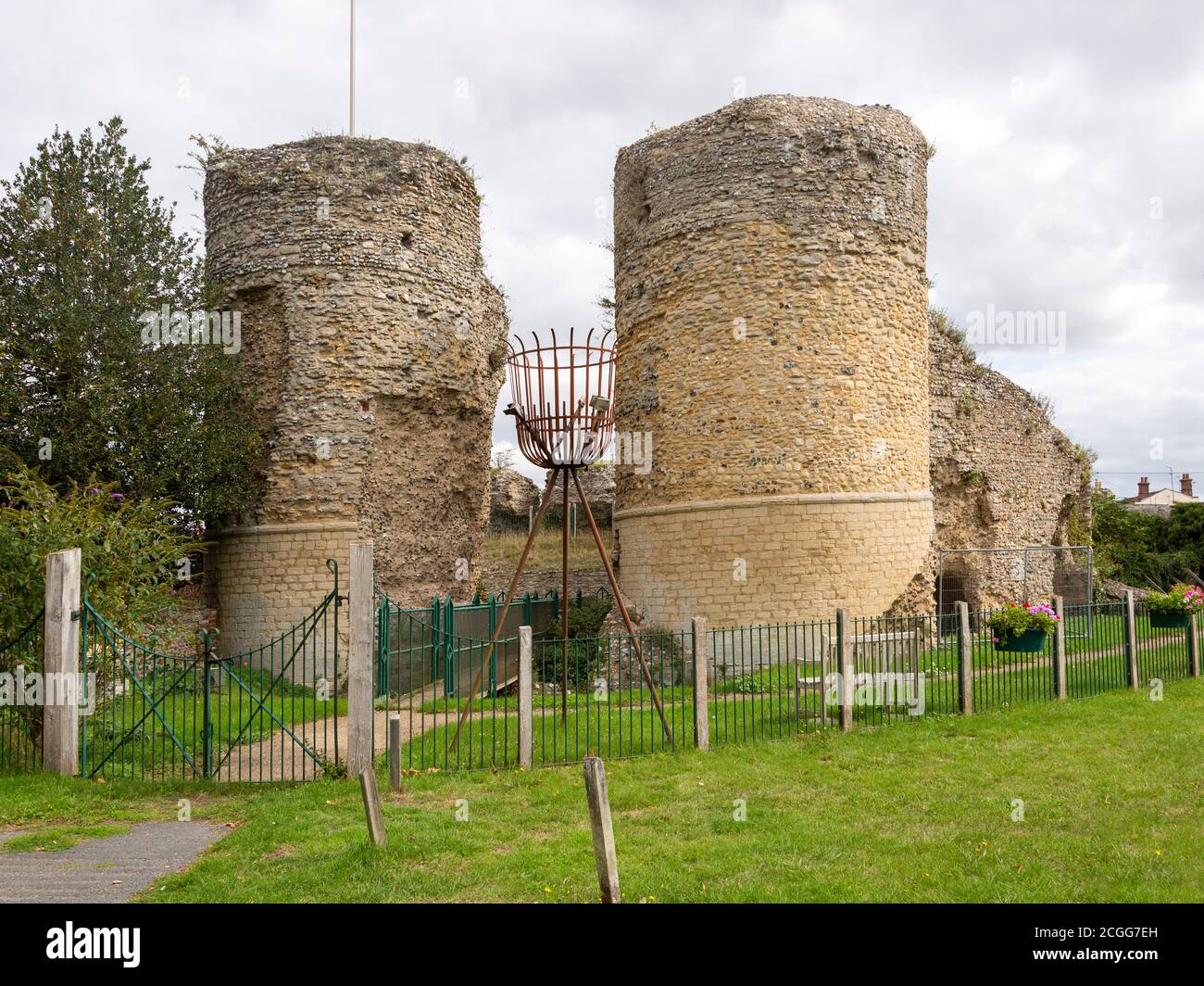 Historic ruins walls and towers of Bigod's Castle, Bungay, Suffolk ...