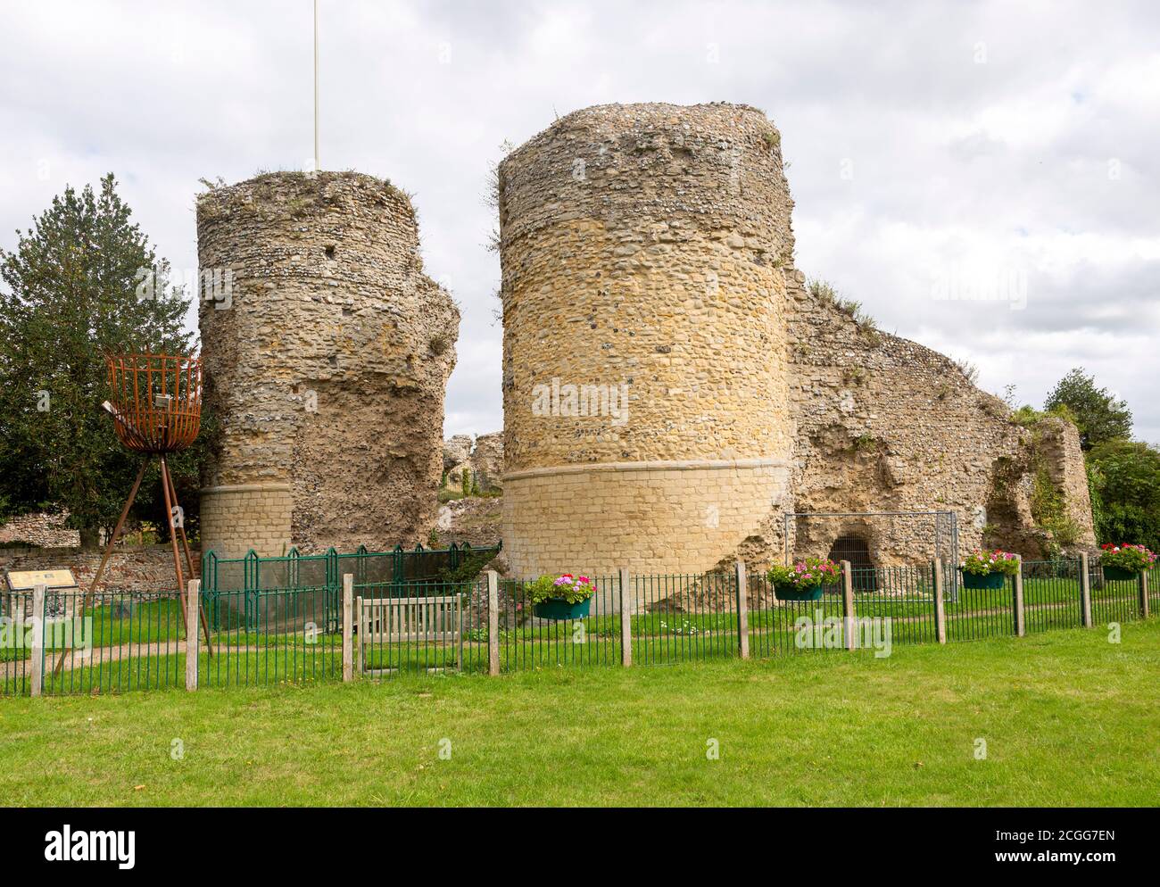 Historic ruins walls and towers of Bigod's Castle, Bungay, Suffolk ...