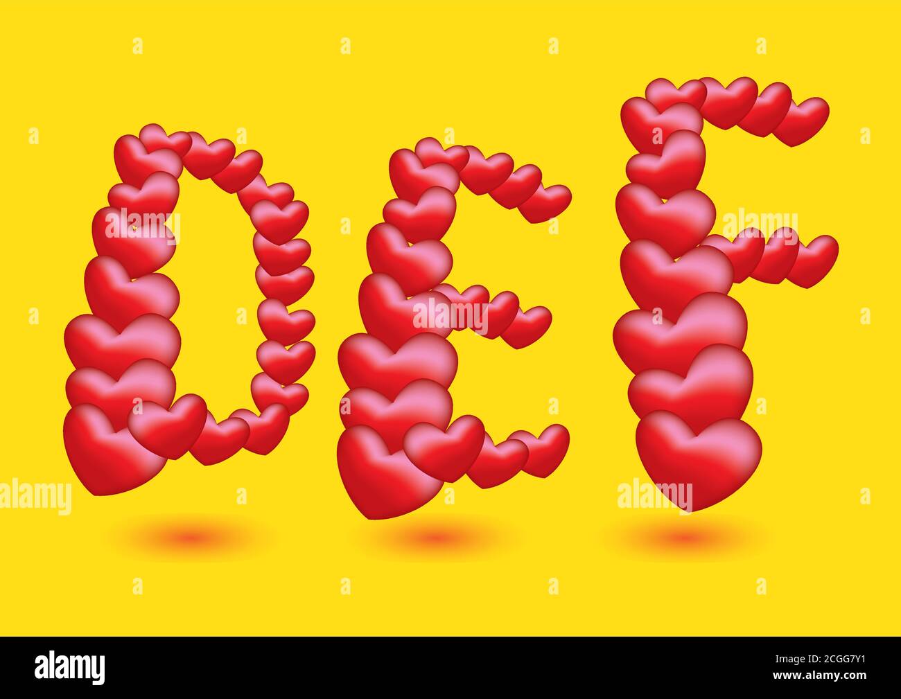 Red heart shape design vector fonts for Valentines Day and special ...