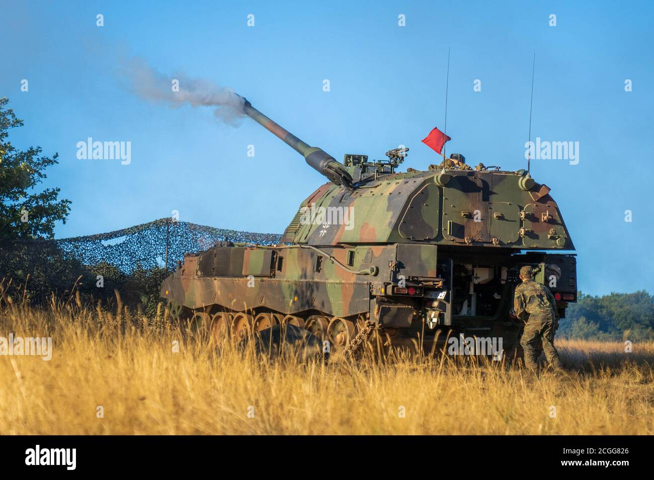 A German 155mm self-propelled howitzer of the Franco-German Brigade ...