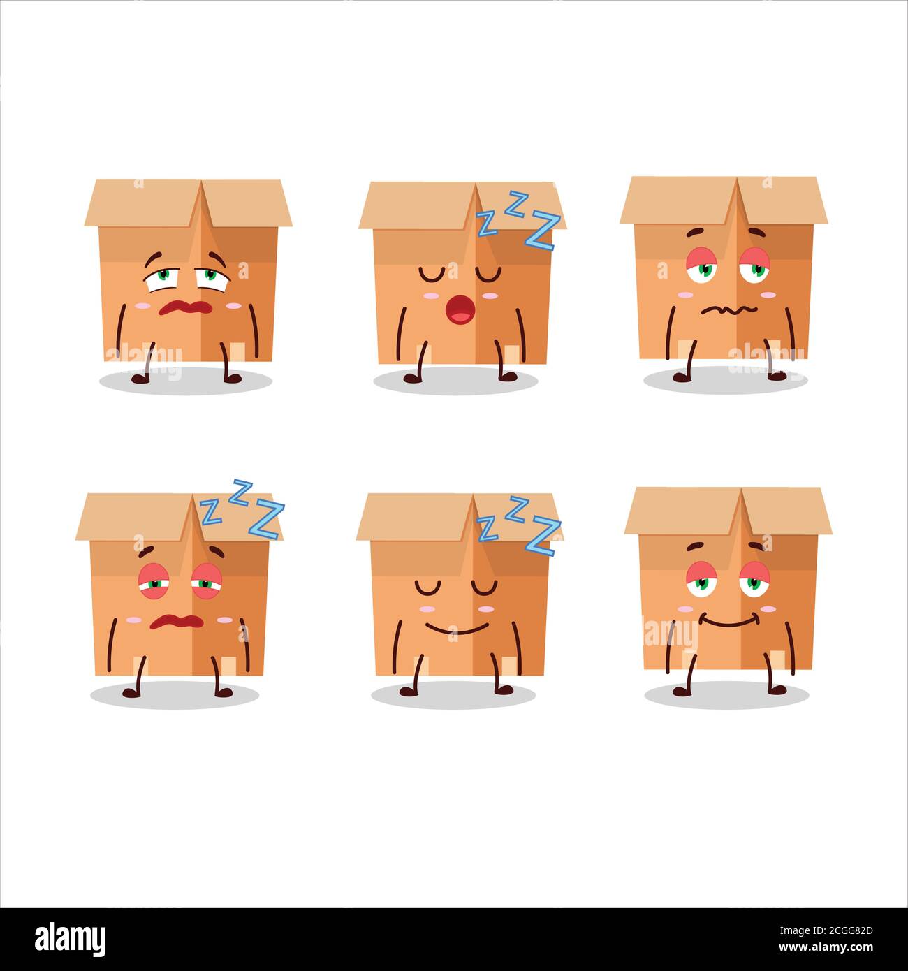 Cartoon character of office boxes with sleepy expression Stock Vector ...