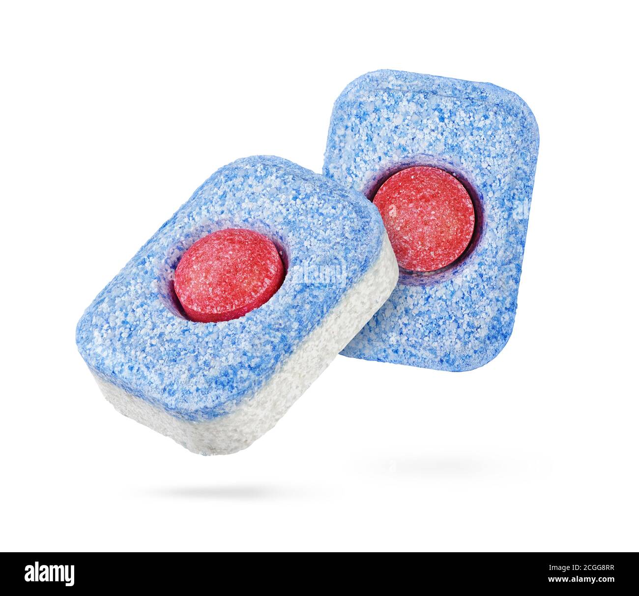 Dry dishwasher detergent tablet isolated on white background with ...