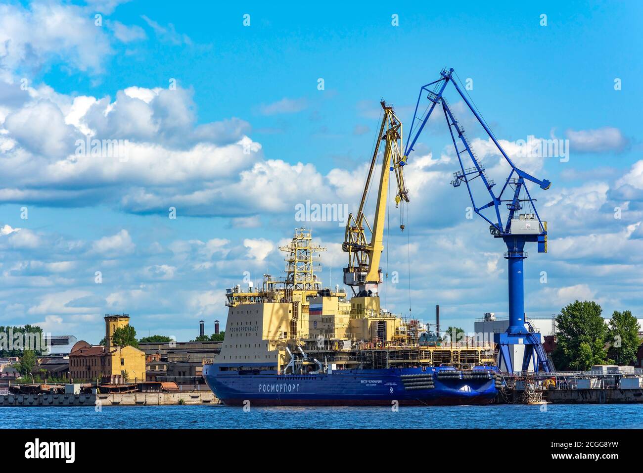 Saint Petersburg, Russia-16 August 2019: Under construction diesel ...