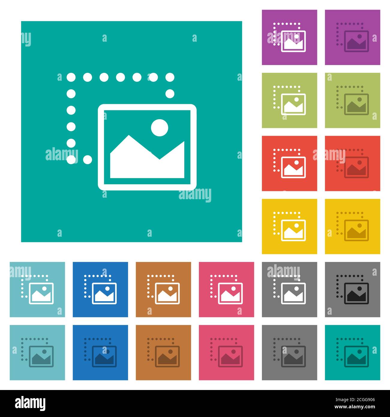 Drag image to bottom right multi colored flat icons on plain square ...