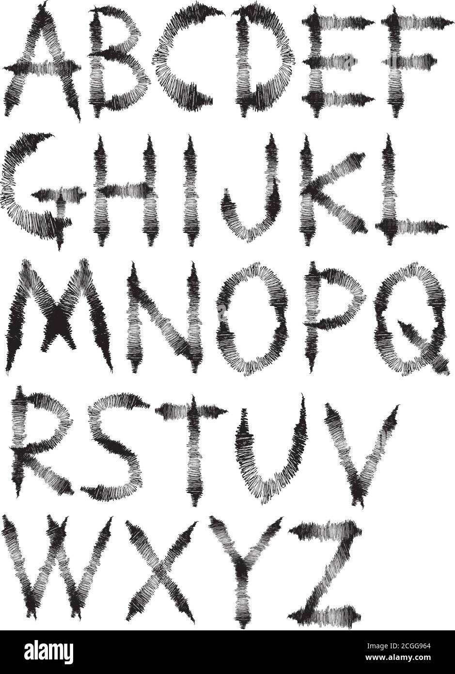 Ink alphabets in sketchy style and squiggle patterns. Vector Fonts ...