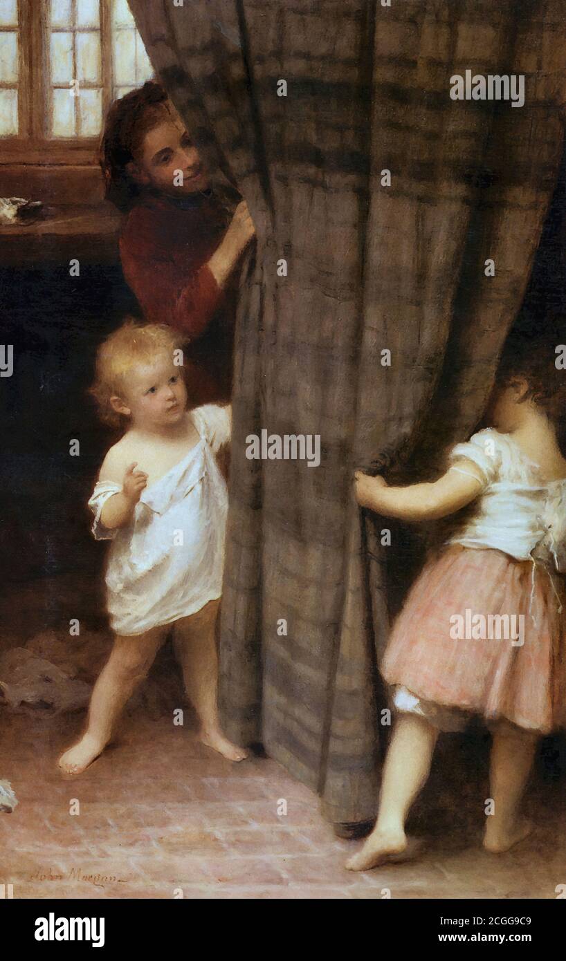 Morgan John - Hide and Seek - British School - 19th Century Stock Photo ...