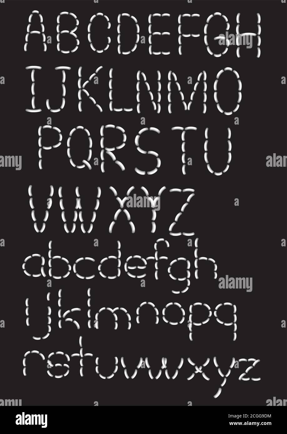 Vector illustration of thread-looking font. Alphabet from A to Z Stock ...