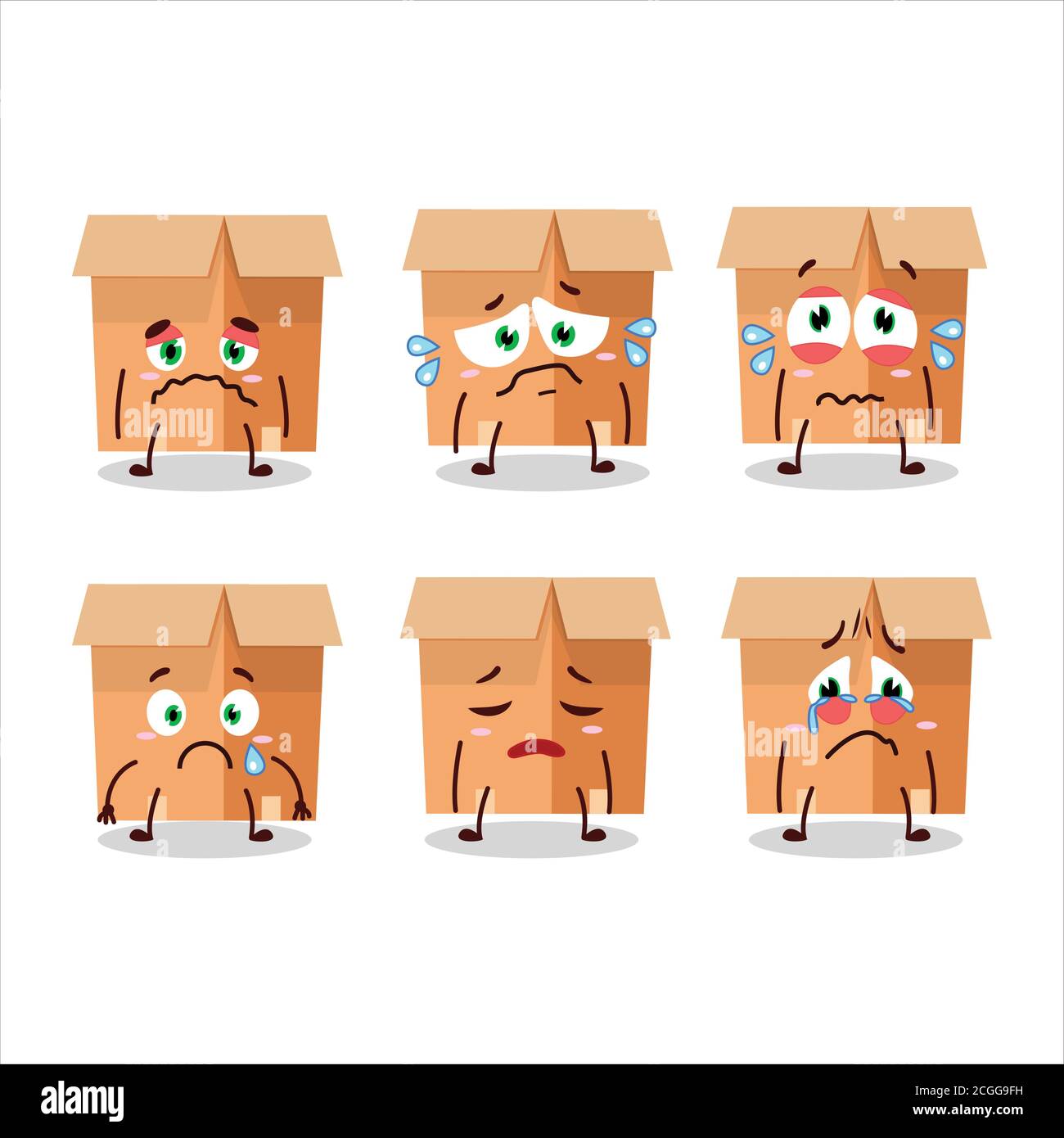 Office boxes cartoon character with sad expression Stock Vector Image ...