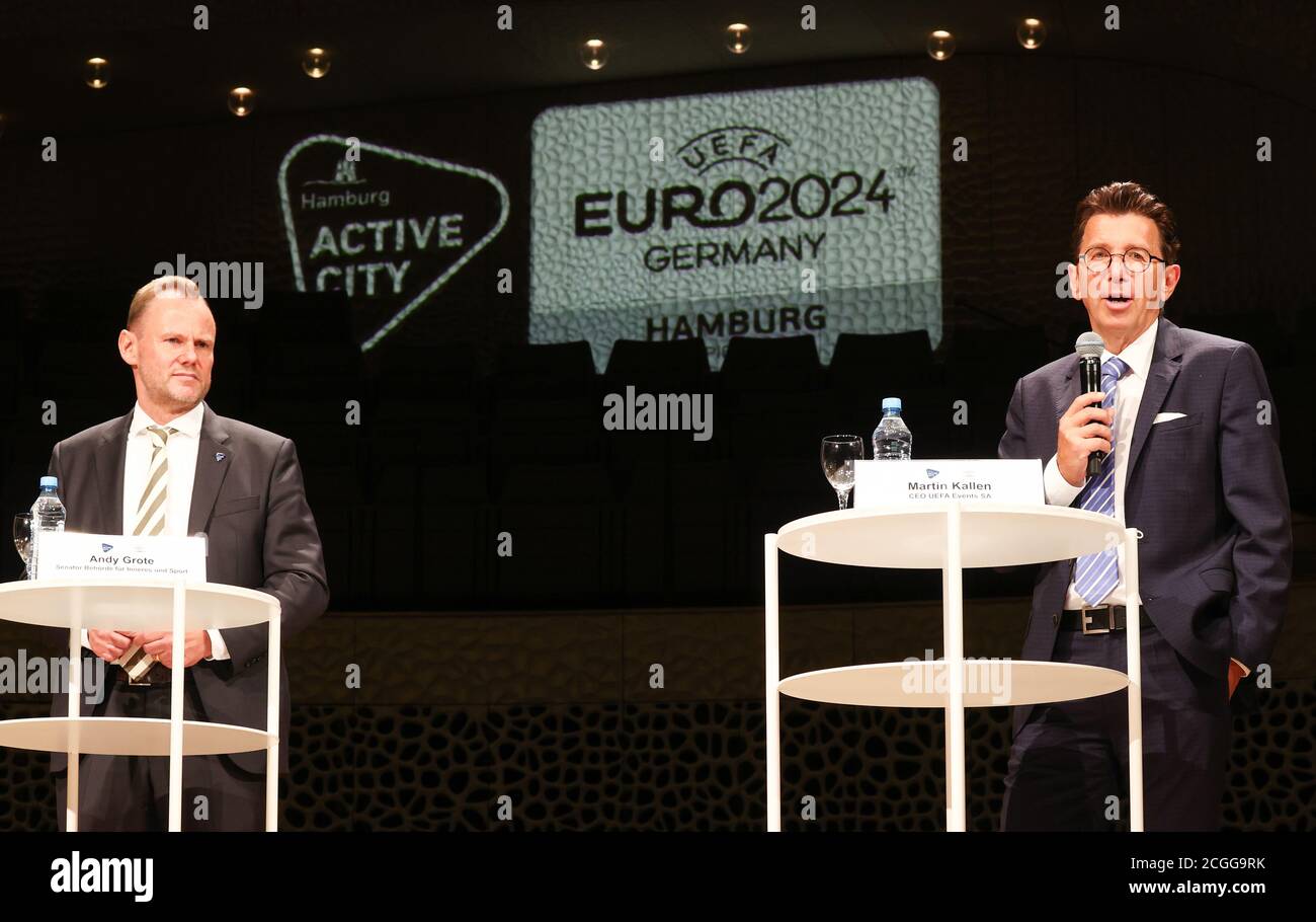 Hamburg, Germany. 11th Sep, 2020. Martin Kallen (r), CEO UEFA Events SA ...