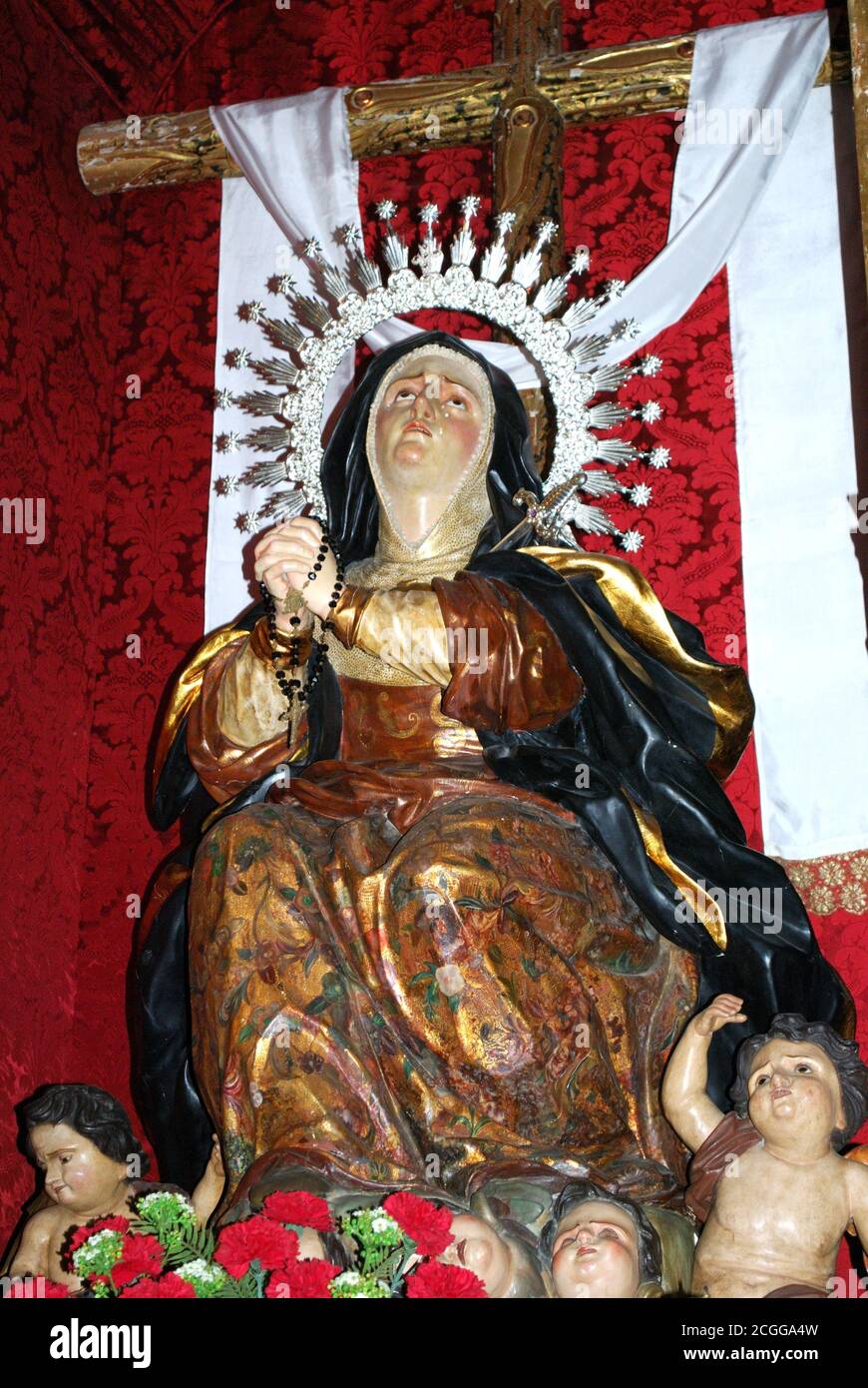 Statue of Mary inside the Santa Maria La Mayor Church in the historic ...