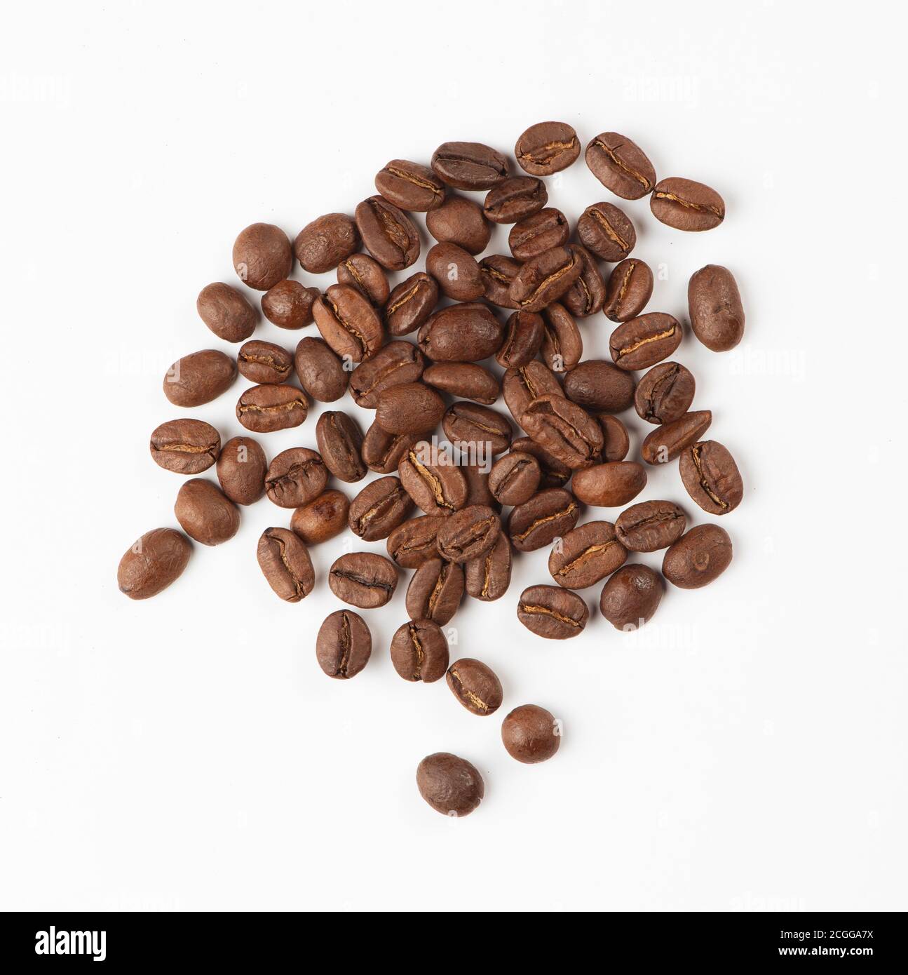Coffee beans top view. Isolated on a white background Stock Photo - Alamy