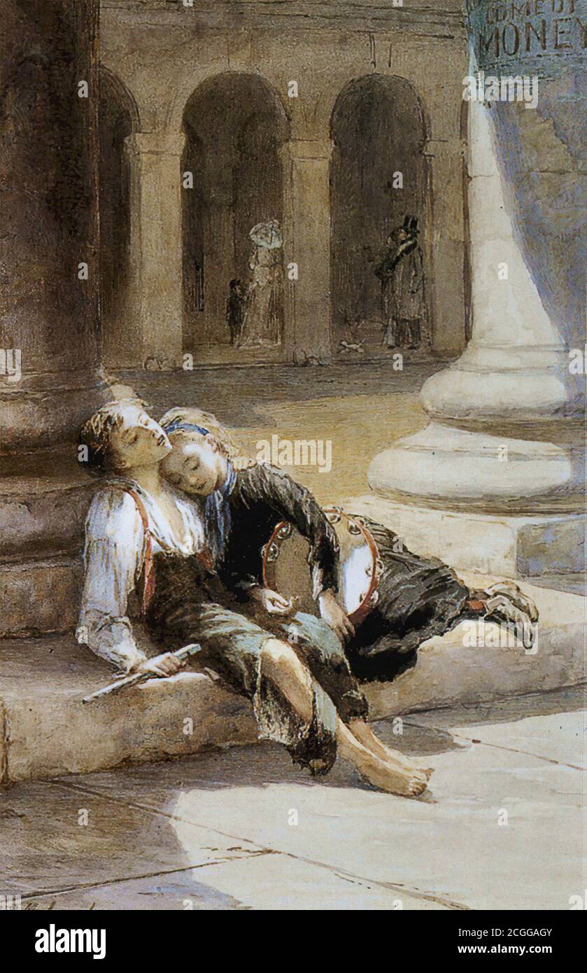 Mulready Augustus Edwin - Tired Minstrels 1 - British School - 19th ...