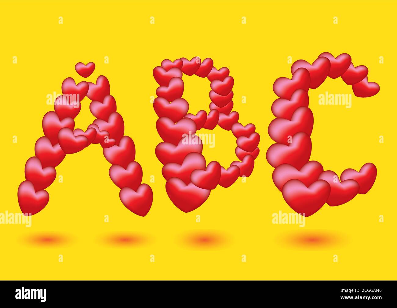Red heart shape design vector fonts for Valentines Day and special ...