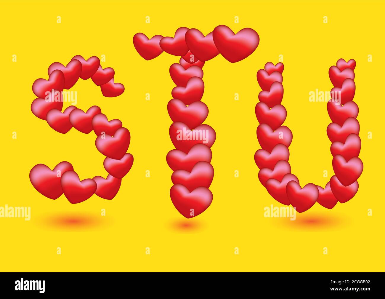 Red heart shape design vector fonts for Valentines Day and special ...