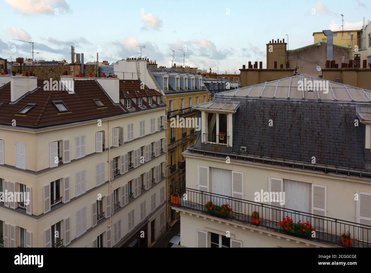 Aerial view of Paris roofs and architectural building, France Stock ...