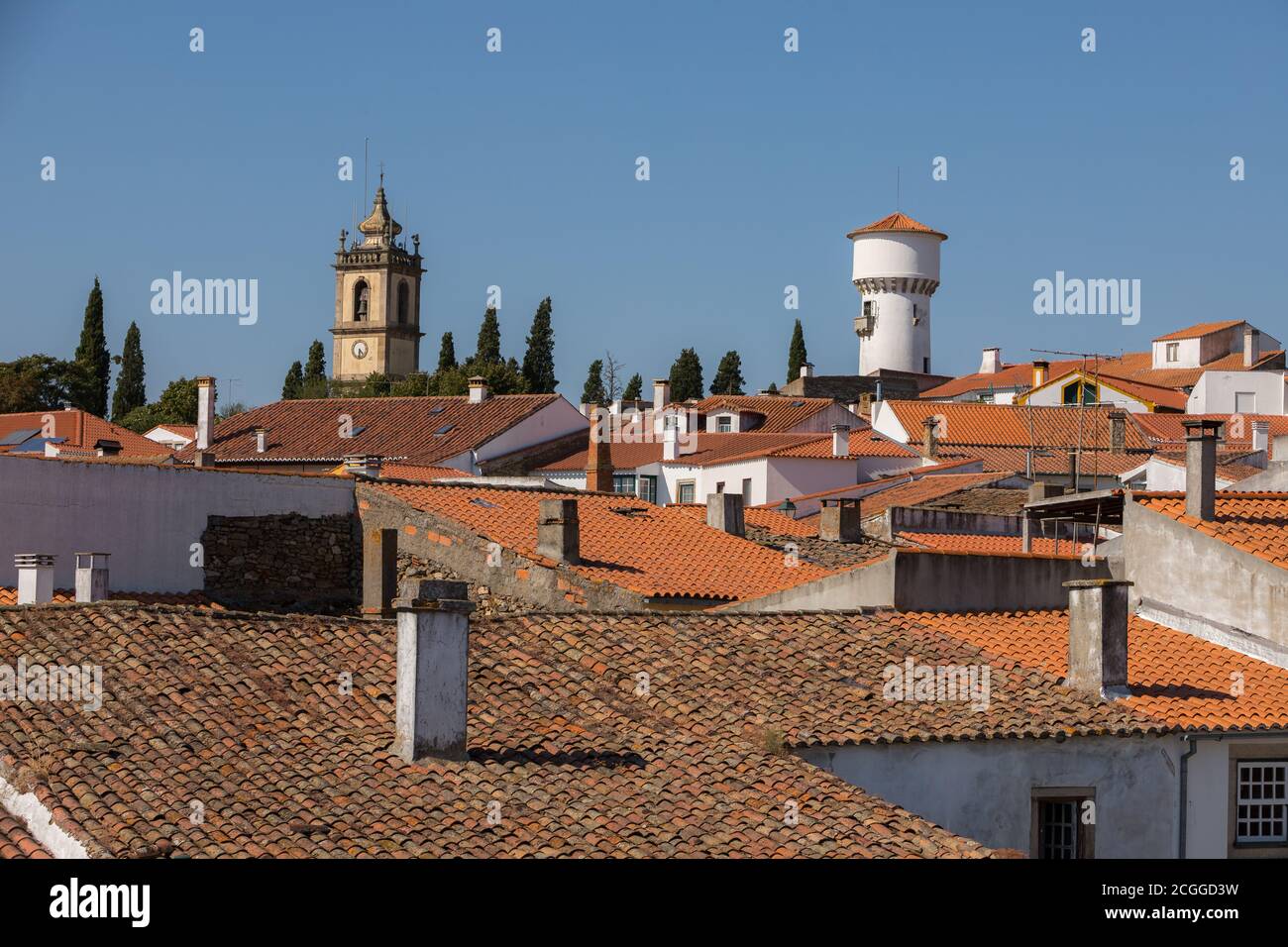 Rooftops and towers from historic village of Almeida. It is one of the ...