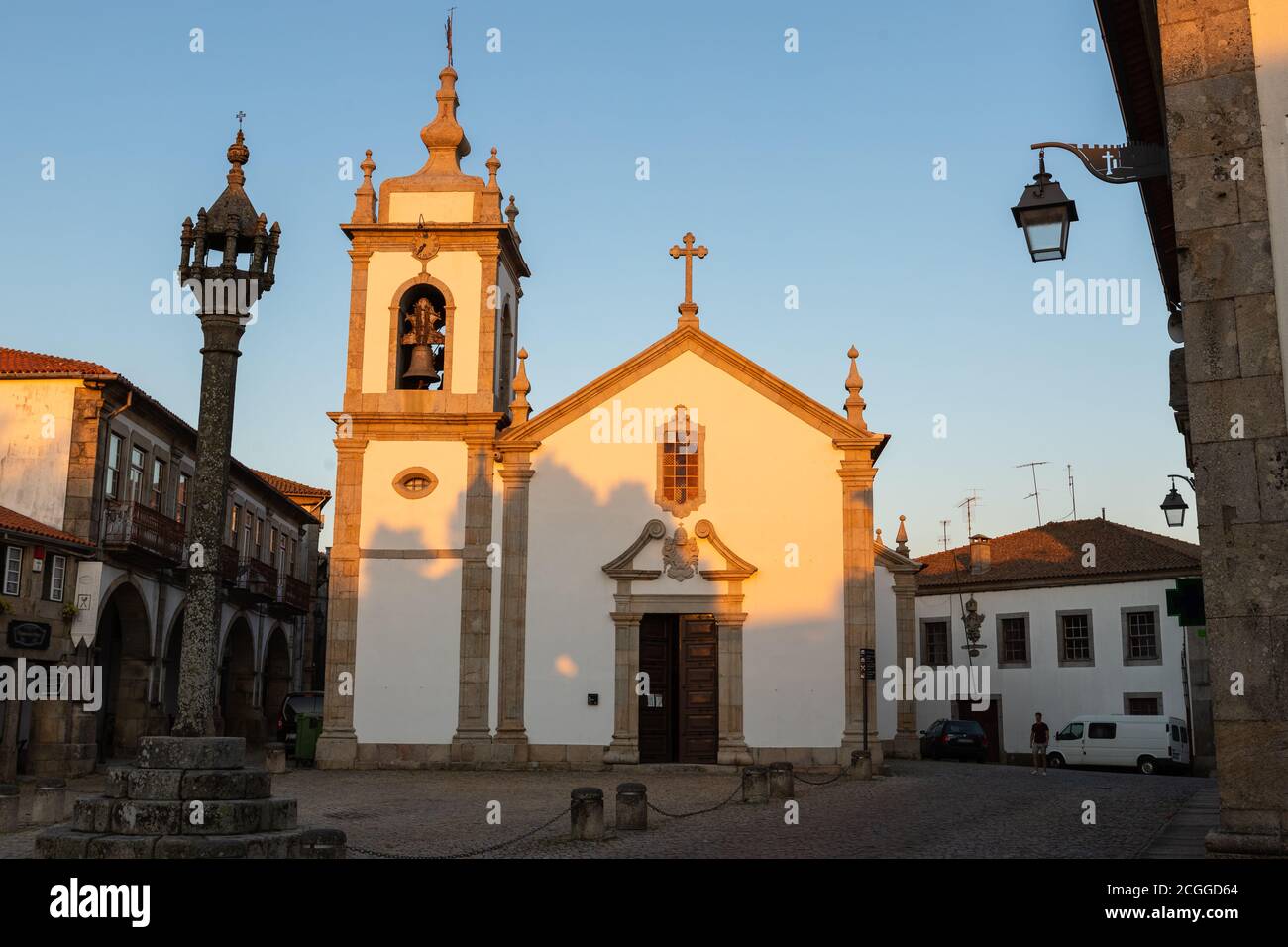 Historic center of Trancoso - St. Peter Church and pillory. Trancoso is ...