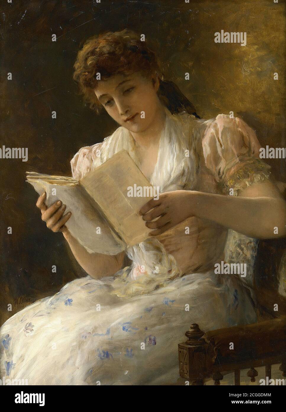 Oliver William - Portrait of a Lady Reading a Book - British School ...