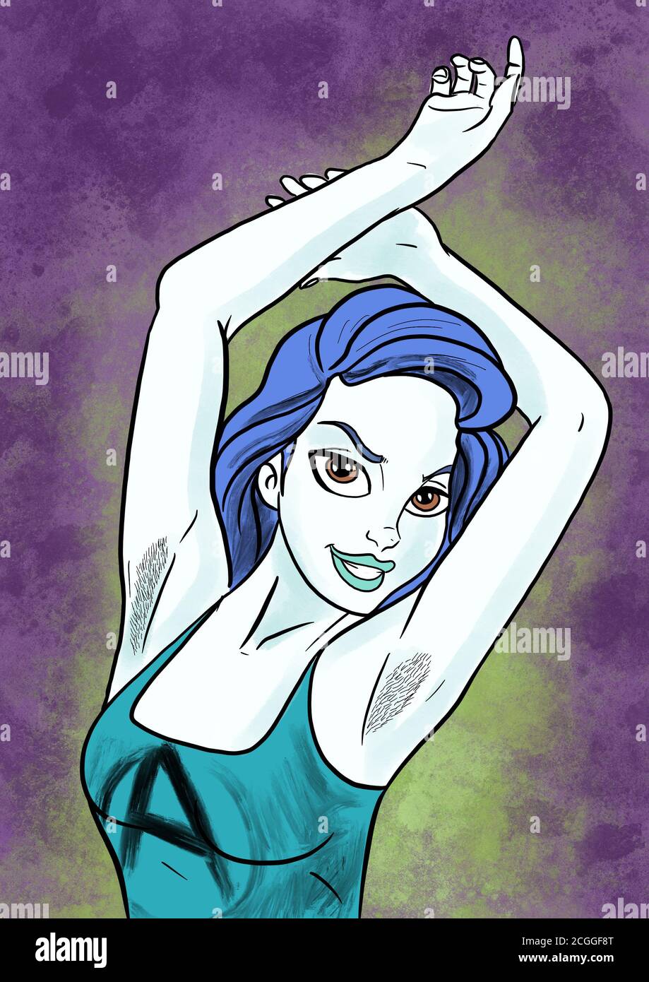 Strong powerful female illustration artwork character Stock Photo - Alamy