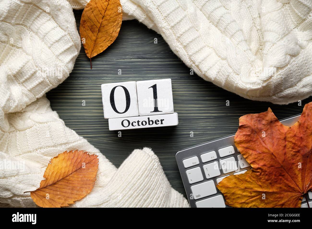 first day of autumn month calendar october Stock Photo - Alamy