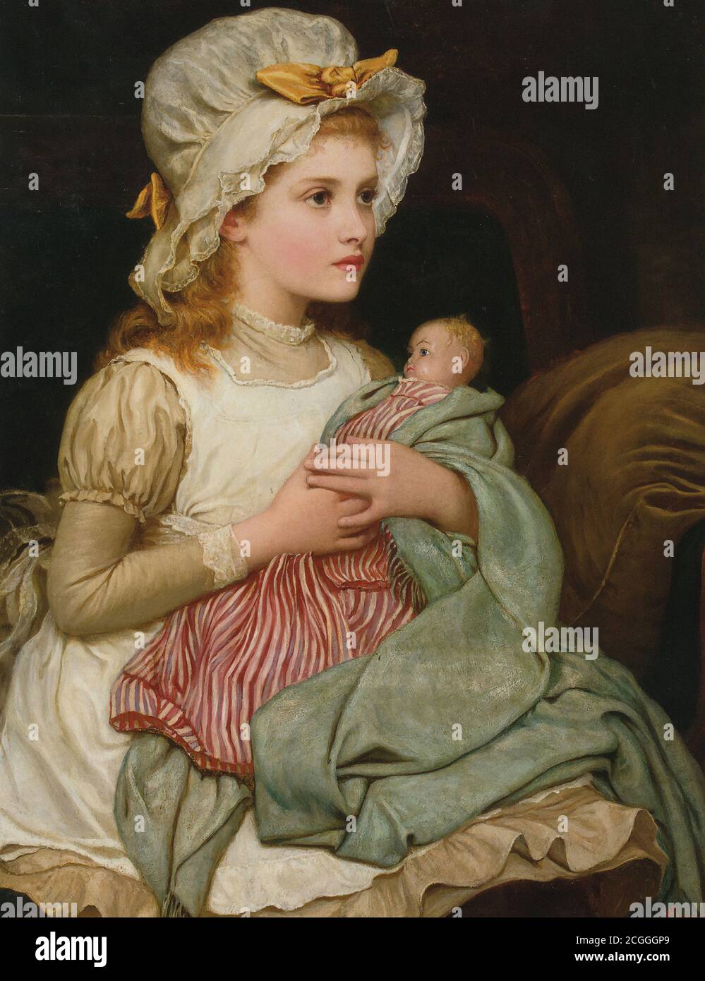 Perugini Kate - a Young Girl with Her Doll - British School - 19th ...