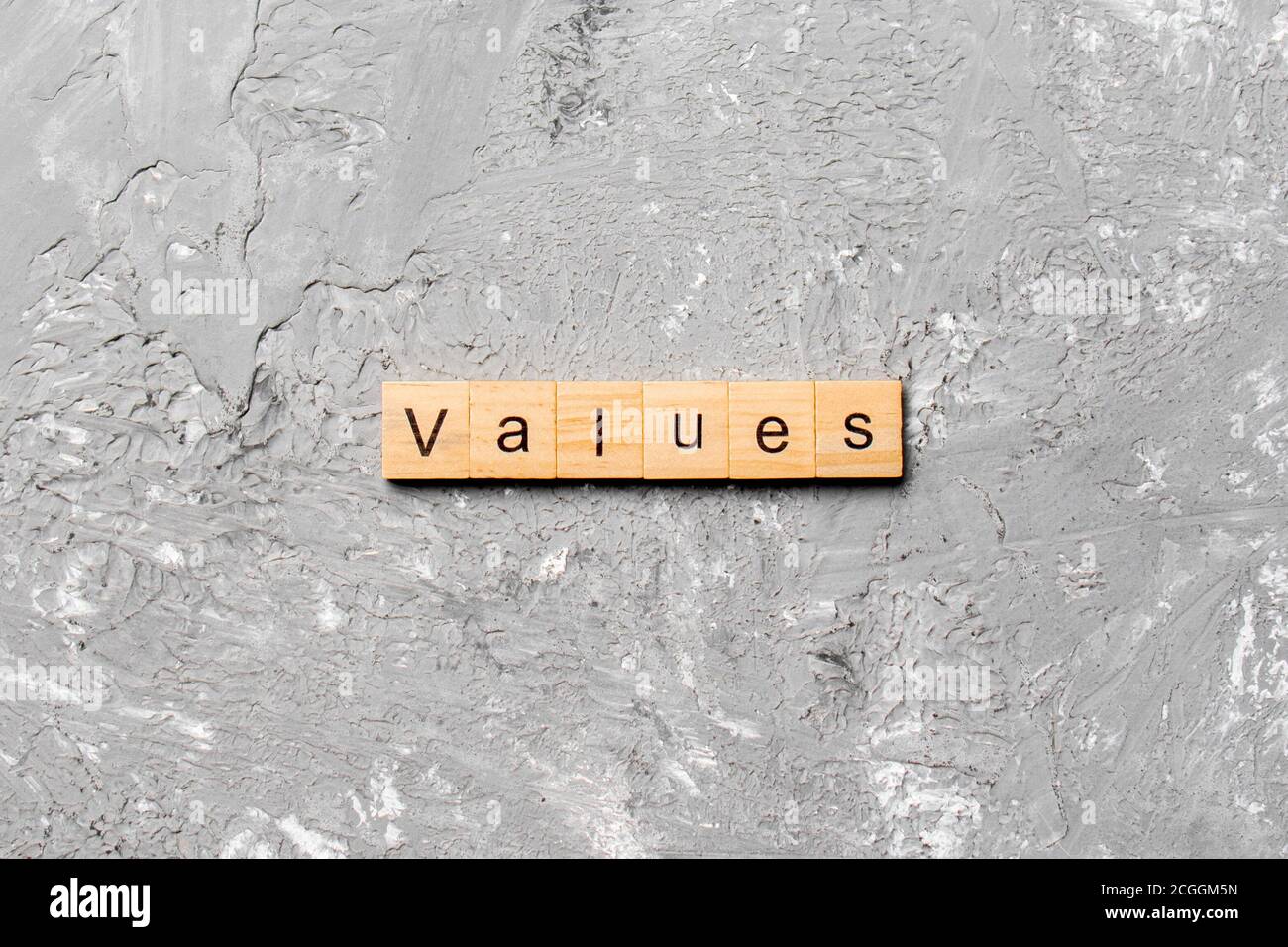 values word written on wood block. values text on table, concept Stock ...