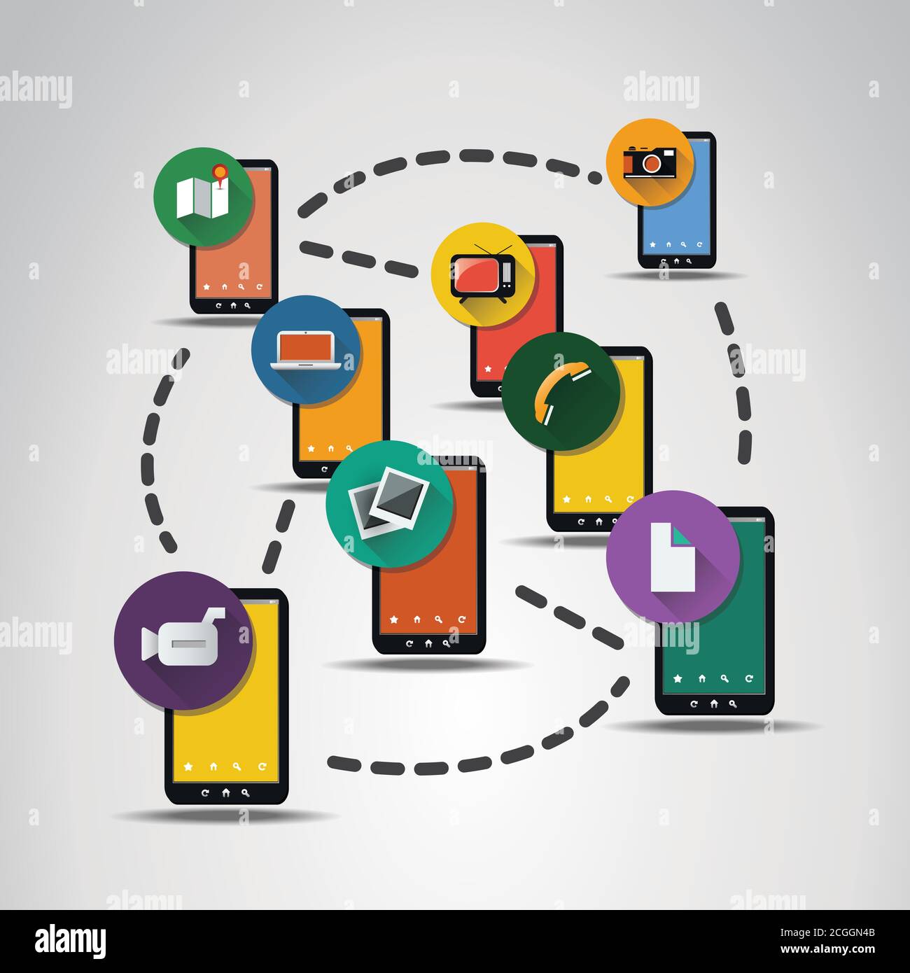 Digital Network Connections, Technology Background with Icons Stock ...