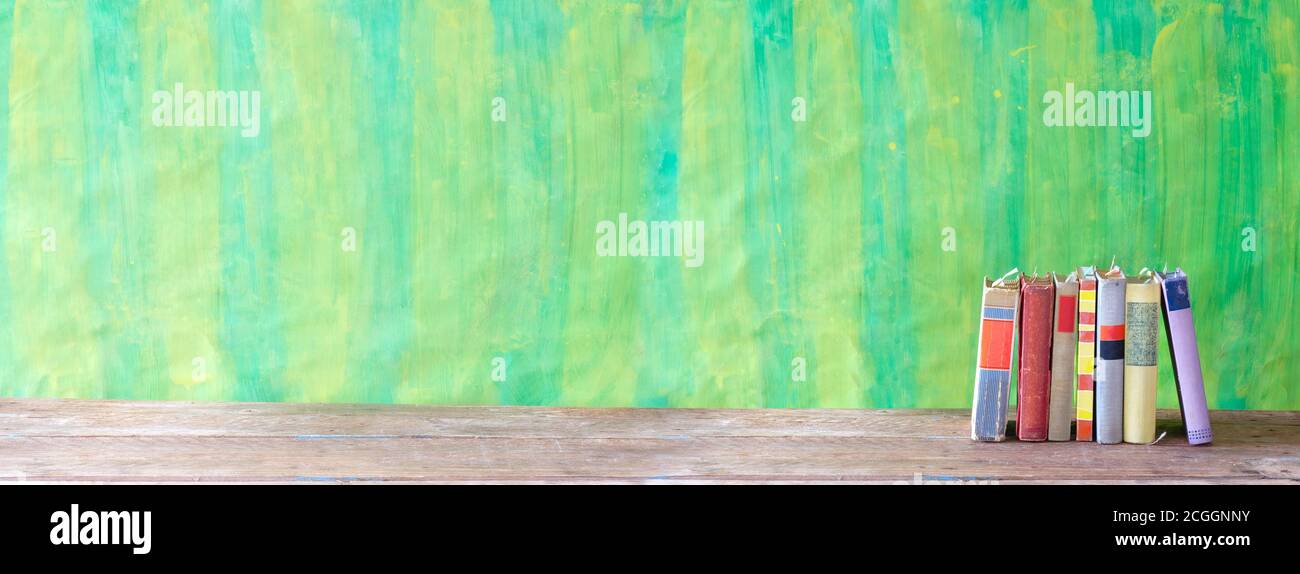 Row of books with bookmarks. Reading,literature,education,library,home ...