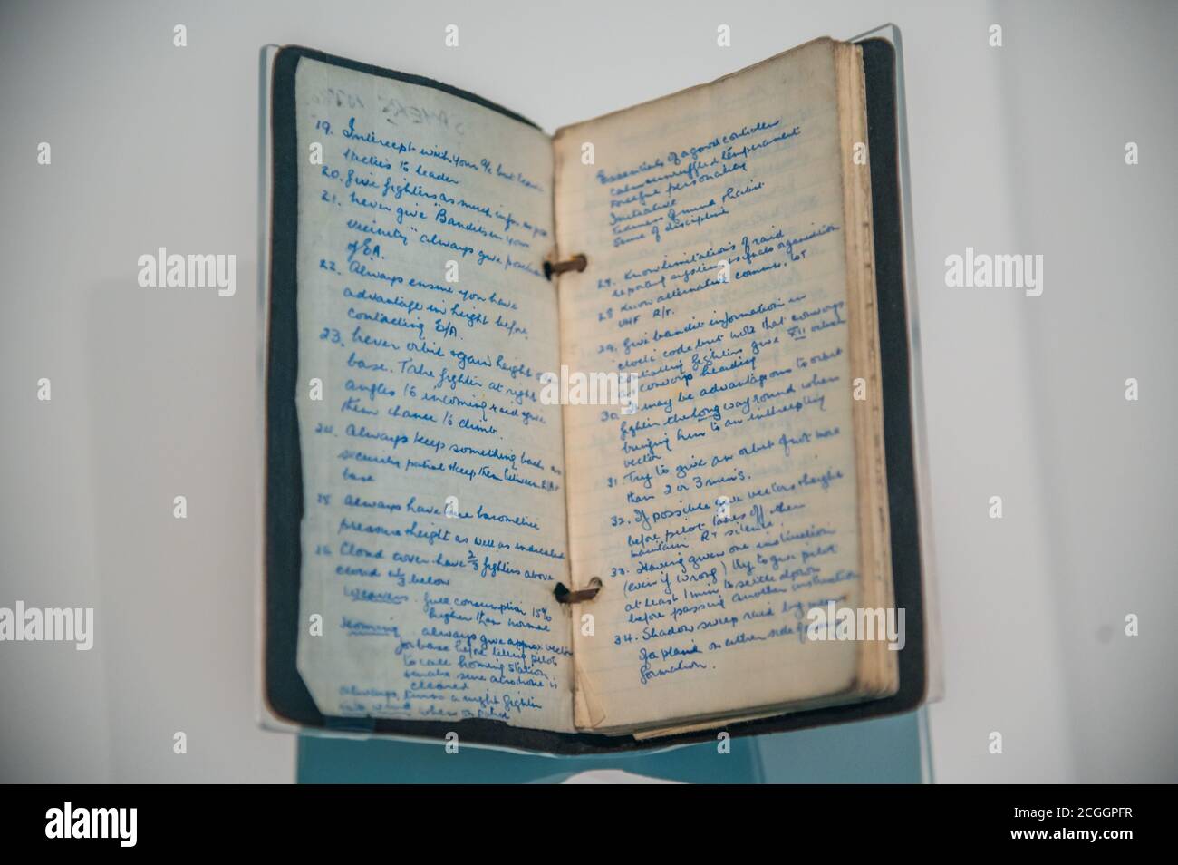 London, UK. 11th Sep, 2020. The training diary and monocle of a pilot ...