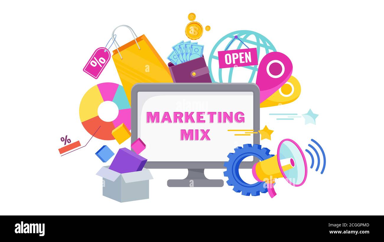 Marketing mix flat vector concept. Strategy and management Stock Vector ...
