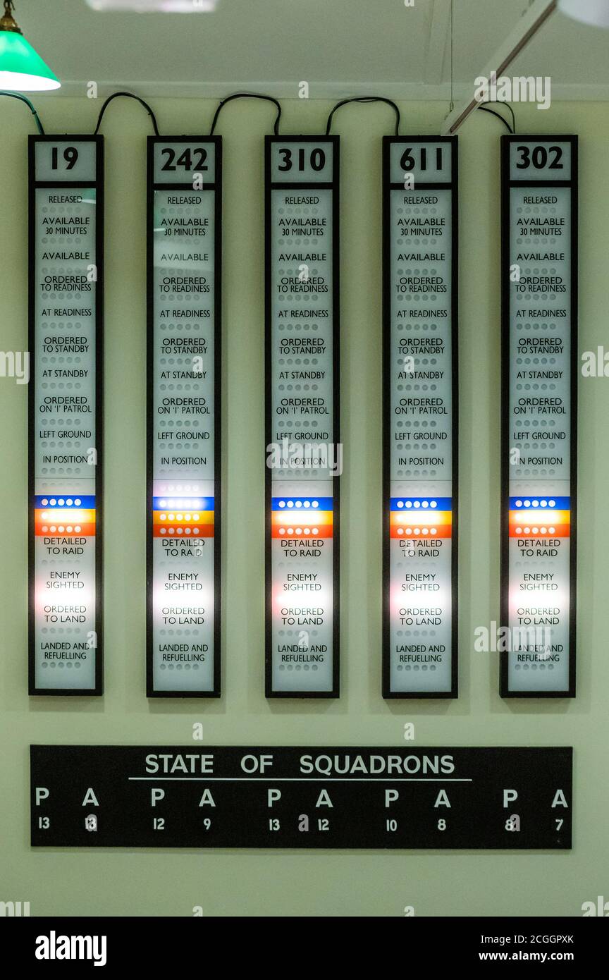 London, UK. 11th Sep, 2020. Squadron Flight Status Boards - IWM Duxford ...