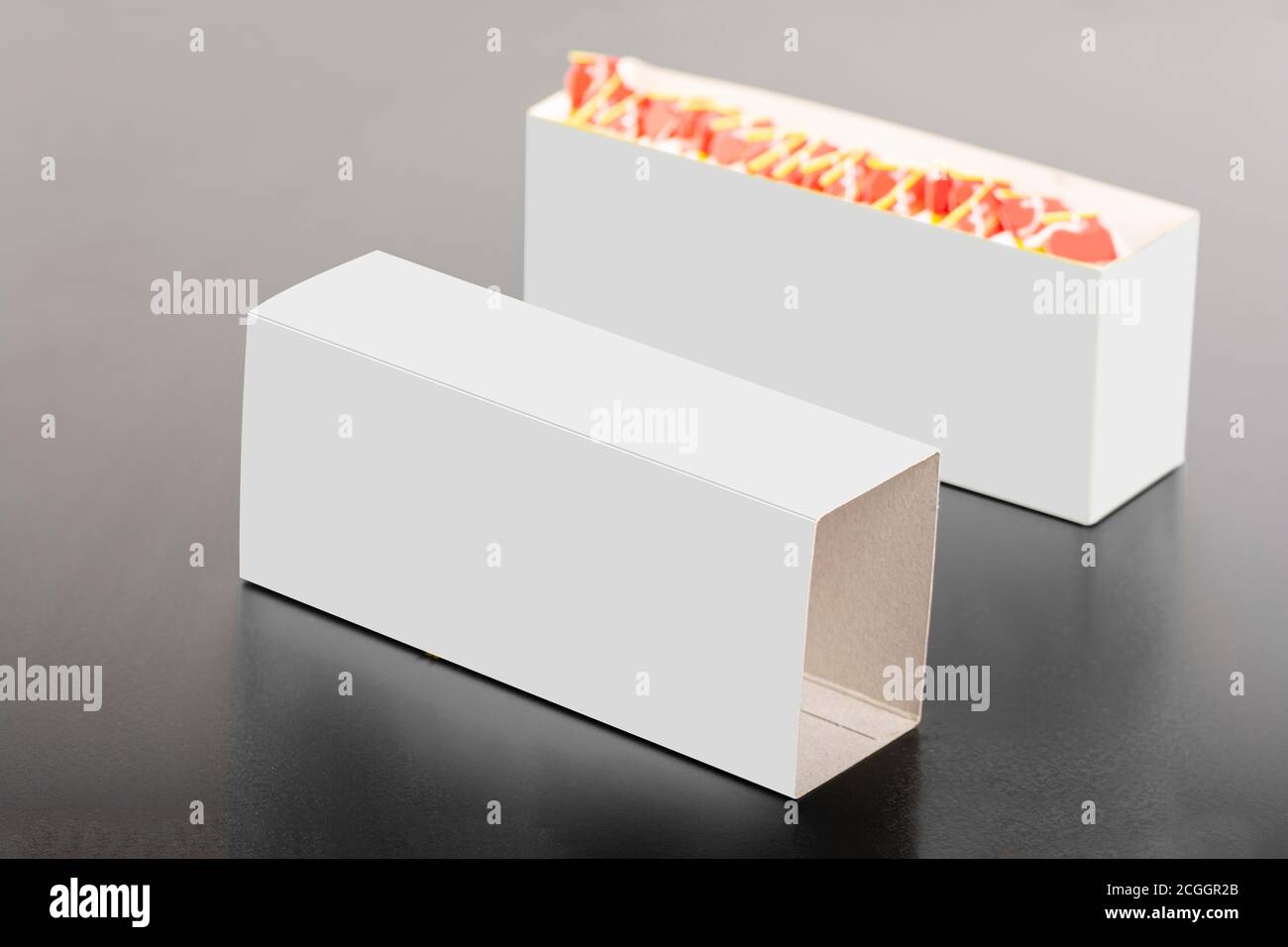Tea bags pull out box on dark table, editable mock-up series template ...
