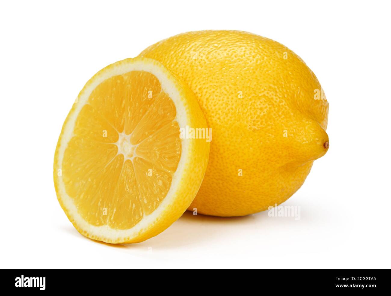 Cut lemon slice isolated on white background Stock Photo - Alamy