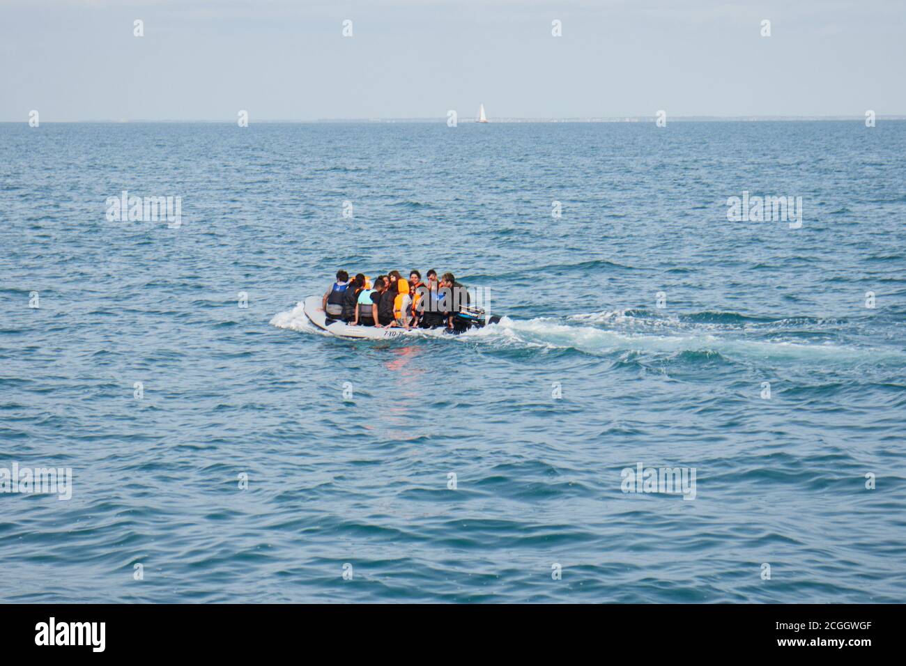 English Channel, Kent, UK. 11th September 2020: Migrant boat spotted in ...