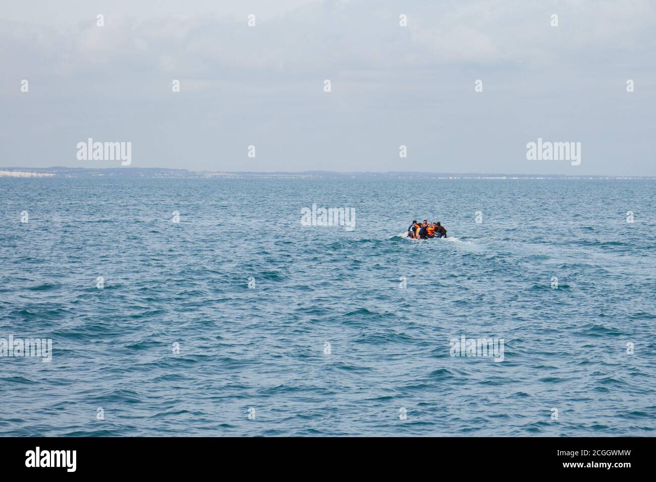 English Channel, Kent, UK. 11th September 2020: Migrant boat spotted in ...