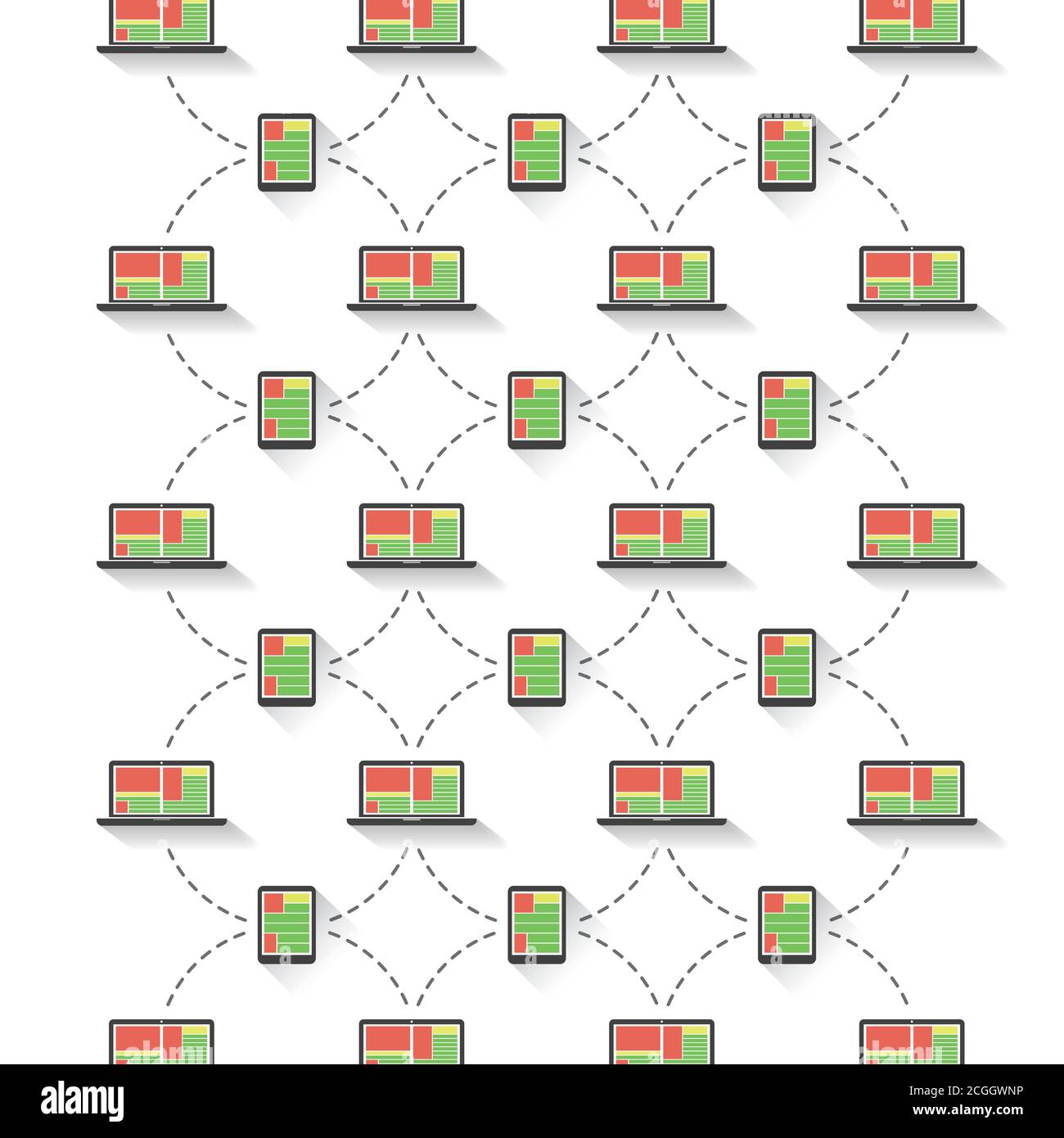 Network Design Concept With Laptops And Tablets Stock Vector Image ...